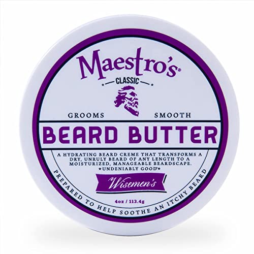 Maestro's Classic BEARD BUTTER | Anti-Itch, Extra Soothing, Hydrating Beard Creme For All Beard Types & Lengths- Wisemen's Blend, 4 Ounce