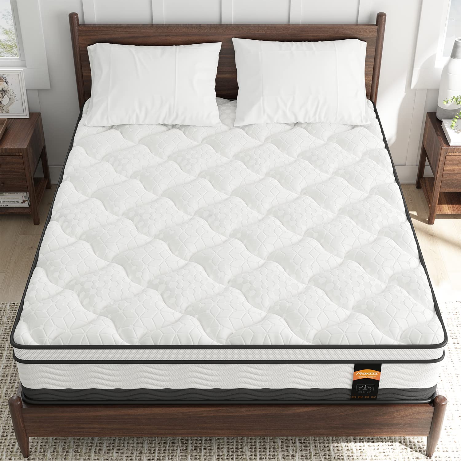 Maxzzz Twin Mattress in a Box 12 Inch Memory Foam Pocket Spring Hybrid Bed Mattress - Medium Firm Single Mattress -CertiPUR-US Certified