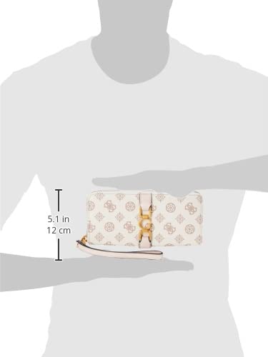 GUESS Briana Large Zip Around Wallet Cream Logo One Size