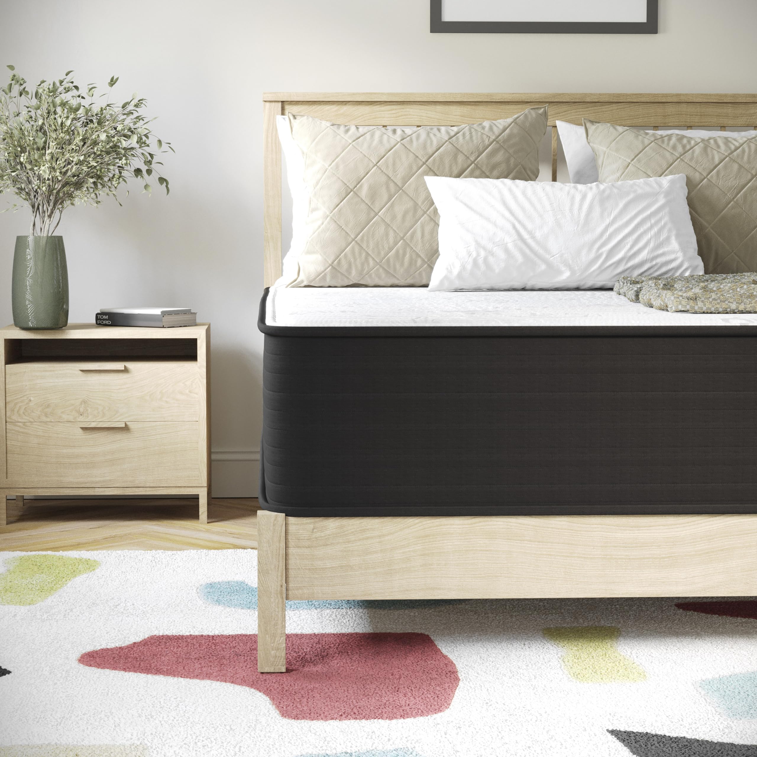 BizChair Dream 12" Hybrid Spring and Foam Mattress in a Box, High Density Foam and Spring Hybrid Mattress for Pressure Relief, Full