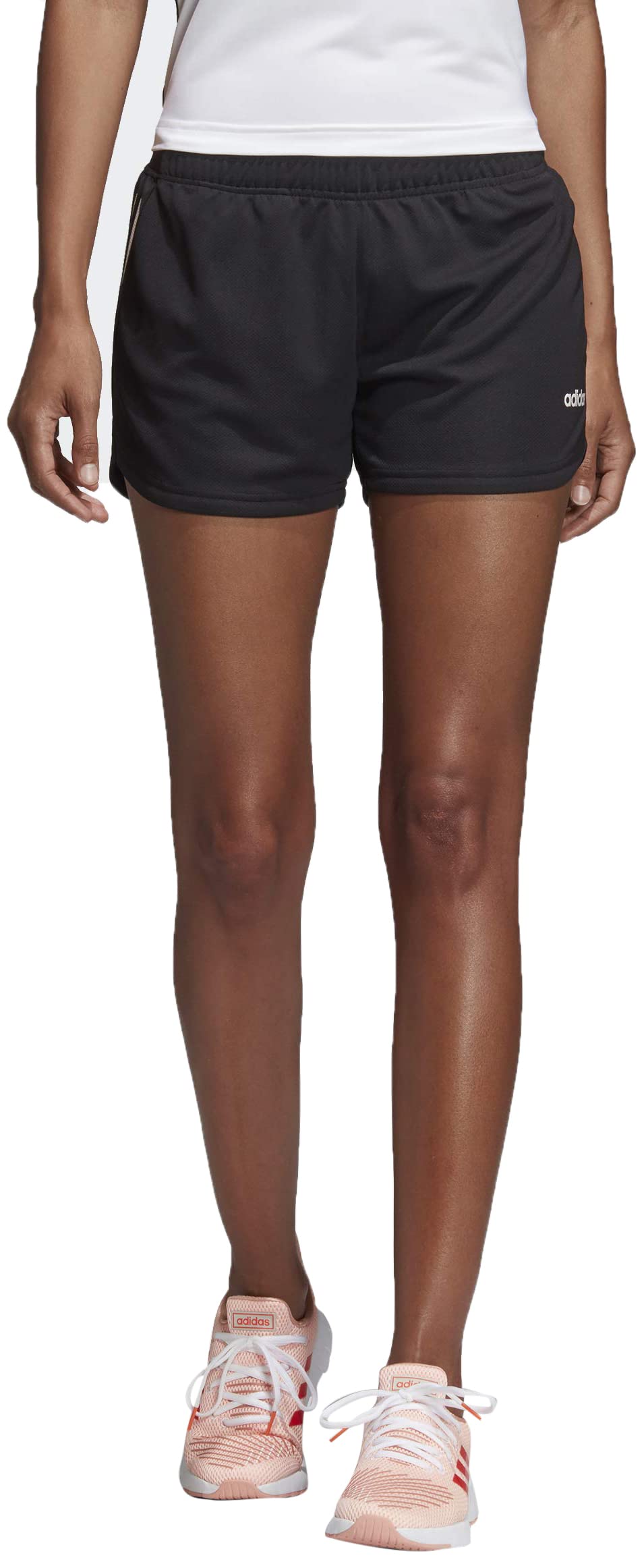 adidas Women's Design 2 Move 3-Stripes Knitted Shorts, Black/White,2XS