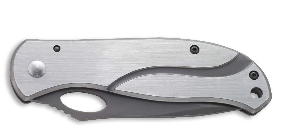 CRKT Pazoda EDC Folding Pocket Knife: Everyday Carry, Gray Ti Nitride Blade, Thumb Slot, Liner Lock, Stainless Handle, Pocket Clip 6480