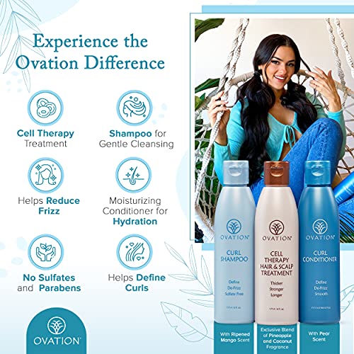Ovation Hair Curl Cell Therapy 6 oz System - Curl Shampoo and Conditioner, Cell Therapy Hair & Scalp Treatment - Hair Treatment Set for For Shinier, Softer, More Defined Waves or Curls