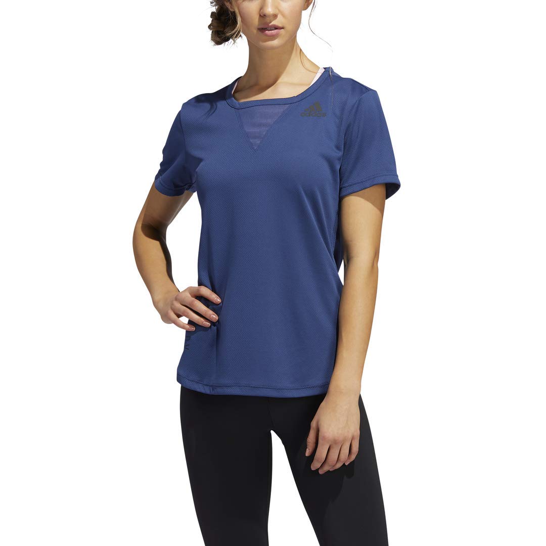 adidas Women's Training 3-Stripes Tee HEAT.RDY Sky Tint Small