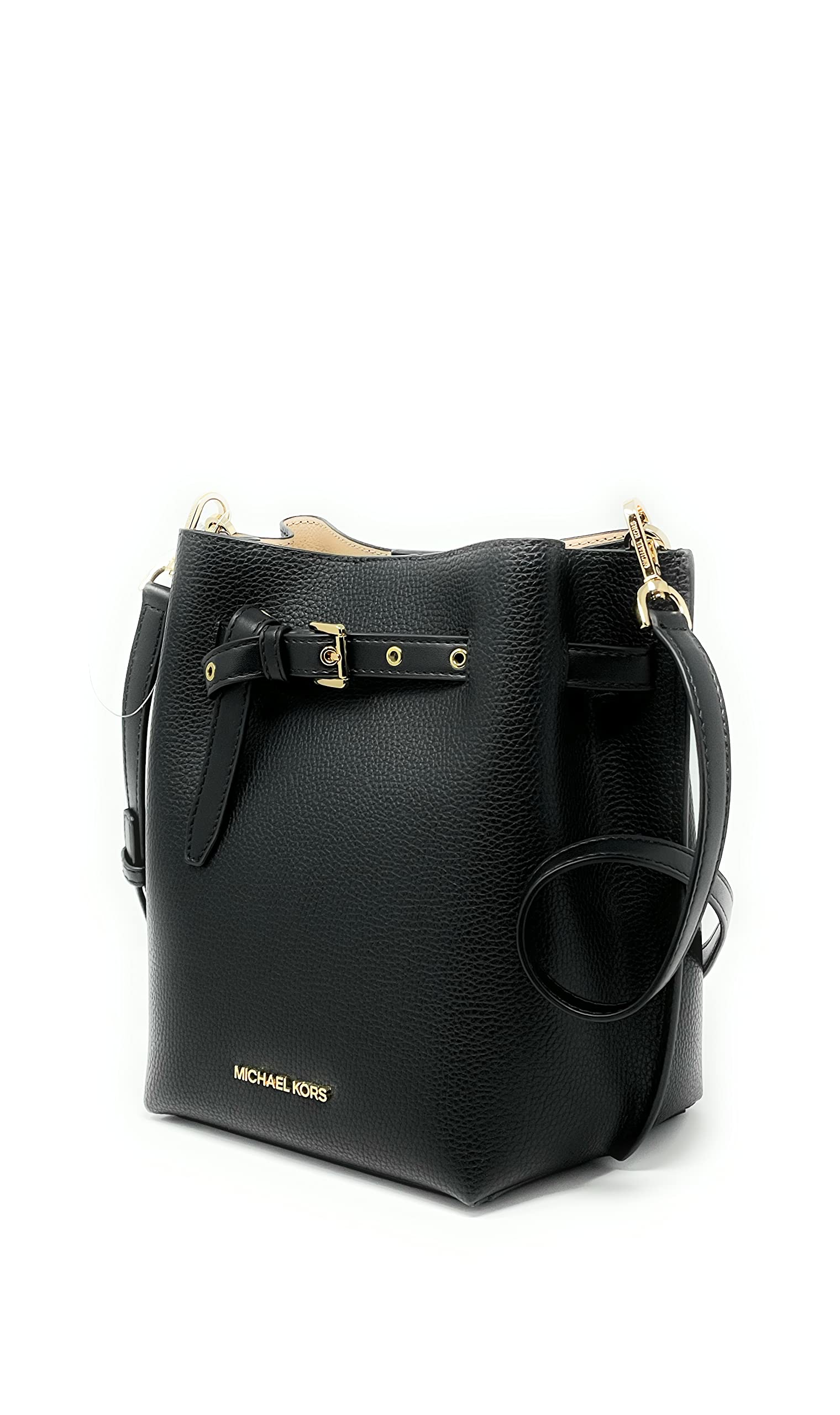 Michael Kors Emilia Small Drawstring Bucket Bag In (Black/Gold)
