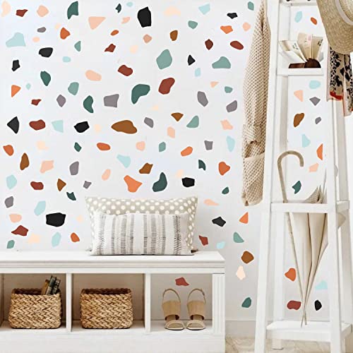 Terrazzo Wall Decals Irregular Stones Wall Sticker Multicolor Polka Dot Wall Stickers Modern Geometric Abstract Wall Decals Living Room Nursery Bedroom Decor