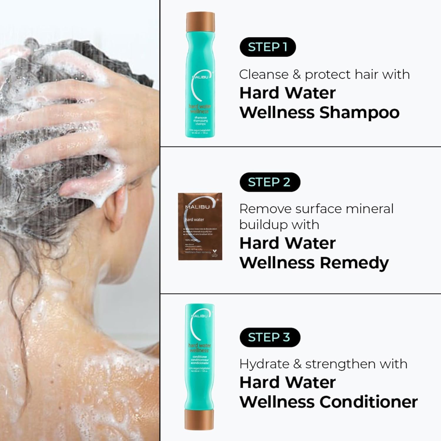 Malibu C Hard Water Wellness Hair Conditioner - Sulfate Free Conditioner that Increases Moisture & Shine - Protects Hair from Waterborne Elements (9 oz)