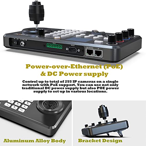 AVIDEONE White POE 30x Zoom PTZ Camera X1,PTZ Camera Joystick Controller X1,Wall Mount Bracket X1