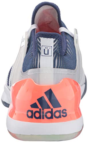 adidas Men's Adizero Ubersonic 2.0 Tennis Shoe, FTWR White/Tech Indigo/Signal Coral, 14 M US