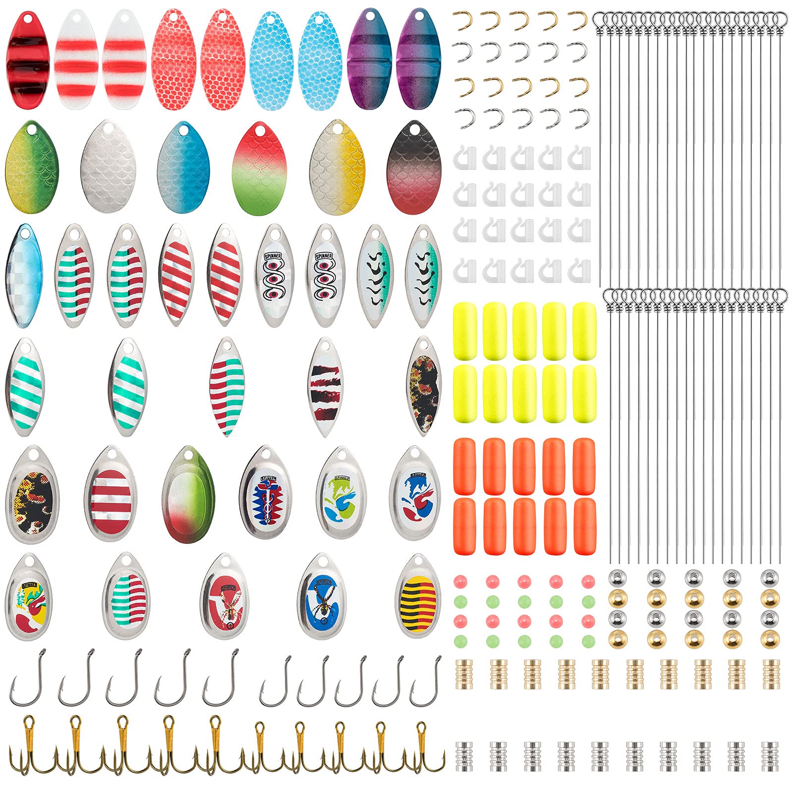 Alwonder 300PCS/Box DIY Spinnerbait Making Kit, Can Make 40PCS Spinnerbait, Lure Making Supplies Tackle Box with Tackle Spinner Making Kit Lure Making Supplies Walleye Rig