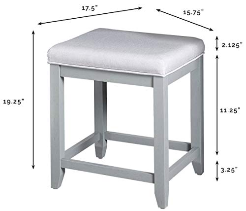 Crosley Furniture Vista Makeup Vanity Chair with Upholstered Seat, Vintage Gray