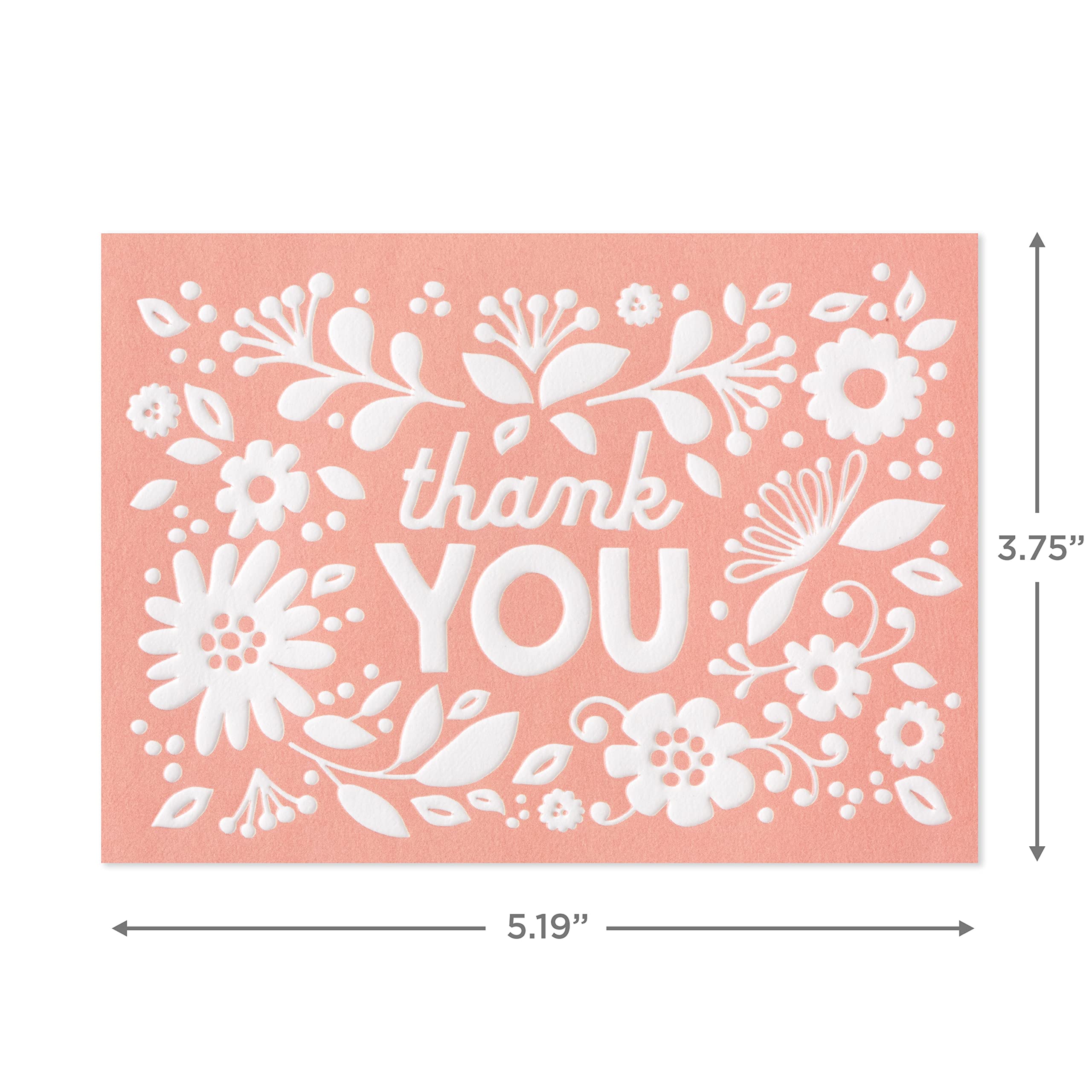 Hallmark Pack of Thank You Cards, Pink Rustic Flowers (20 Thank You Notes with Envelopes for Baby Showers, Weddings, All Occasion)