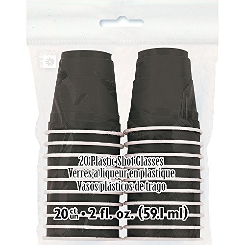 Black Disposable Plastic Shot Glasses - 2oz, 20 Pieces - Perfect for Events and Celebrations