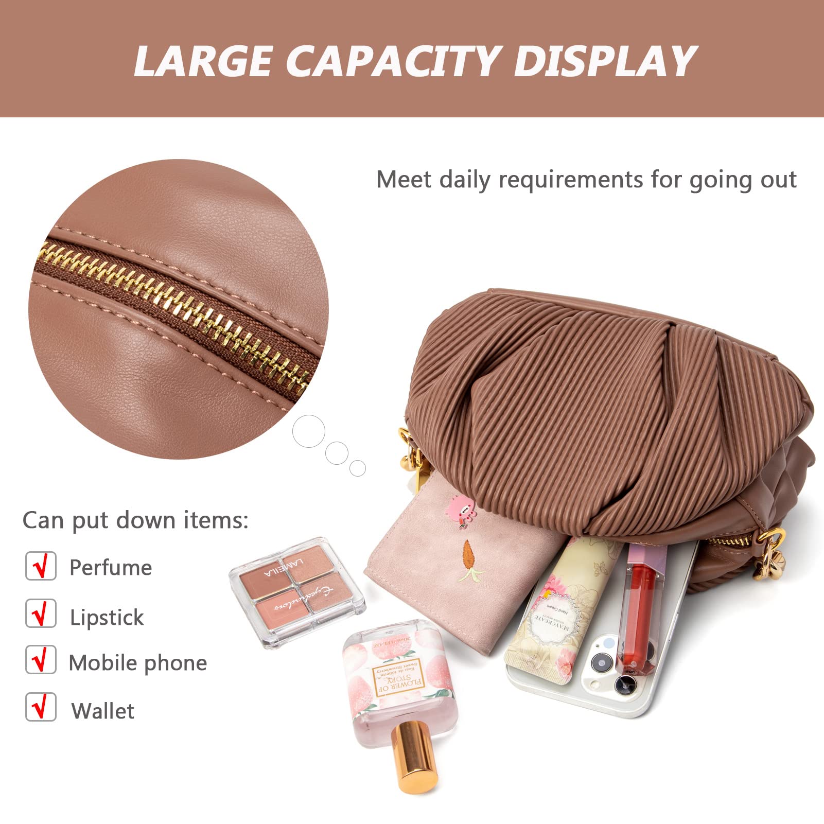 KingTo Knotted Shoulder Handbag Purse for Women Trendy Dumpling Clutch Cloud Bag Lightweight Pouch Bag