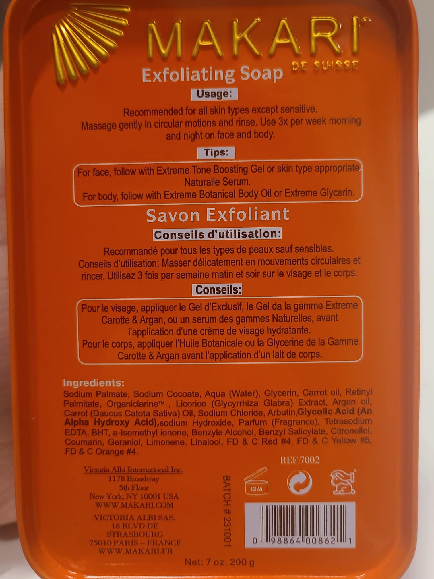 MAKARI Extreme Active Intense Argan & Carrot Oil Exfoliating Soap (7oz) | Advanced Brightening Bar Soap | With Apricot Seed Extract and Vitamins C & E | Helps Reveal Natural Skin Radiance