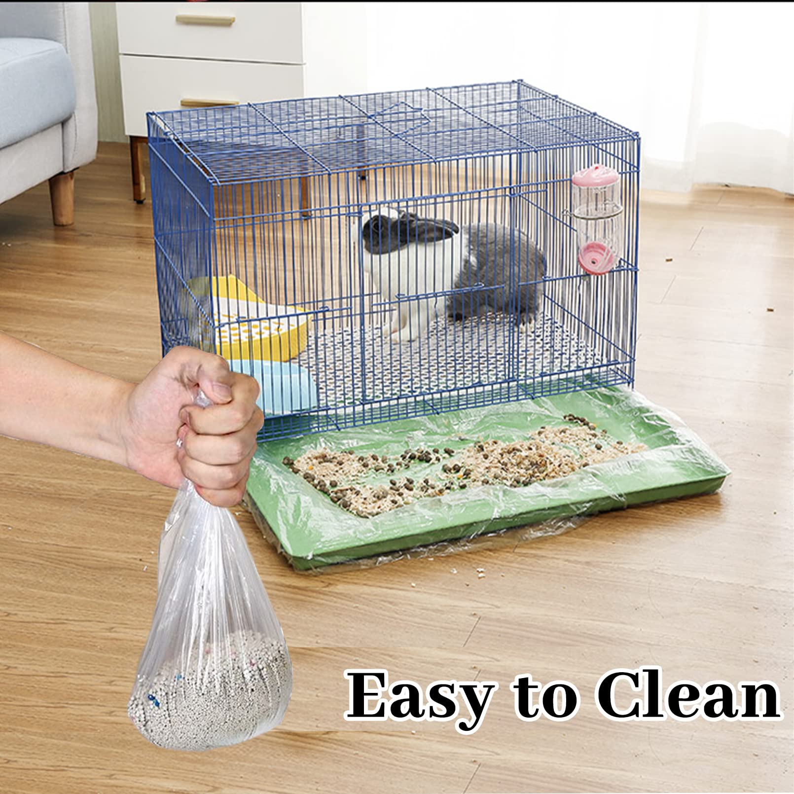 BNOSDM 50 PCS Disposable Rabbit Cage Liner Plastic Guinea Pig Cage Bedding Hamster Litter Pan Bags Universal Toilet Film for Bunny Ferret Chinchilla Hedgehog Small Animal