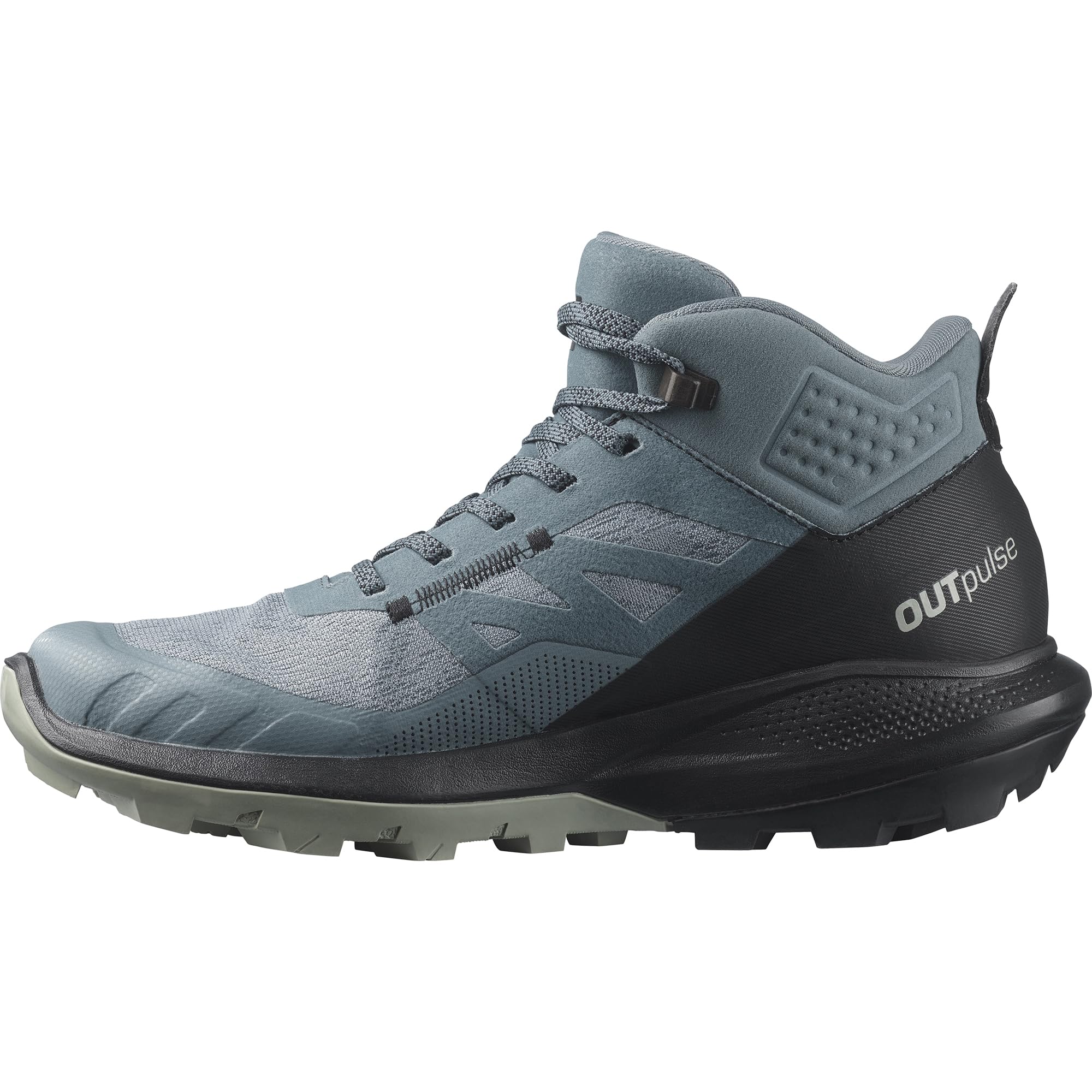 Salomon Women's OUTPULSE Mid Gore-Tex Hiking Boots for Women, Stormy Weather/Black/Wrought Iron, 11