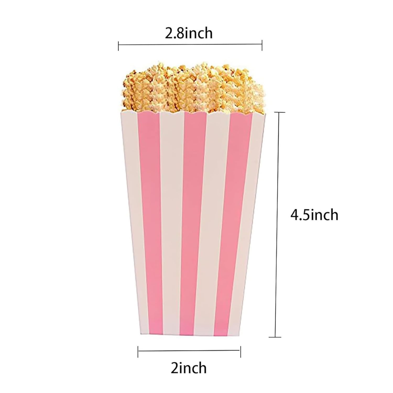 Crystallove 24pcs Striped Paper Popcorn Boxes for Party Favor Supplies (Pink)
