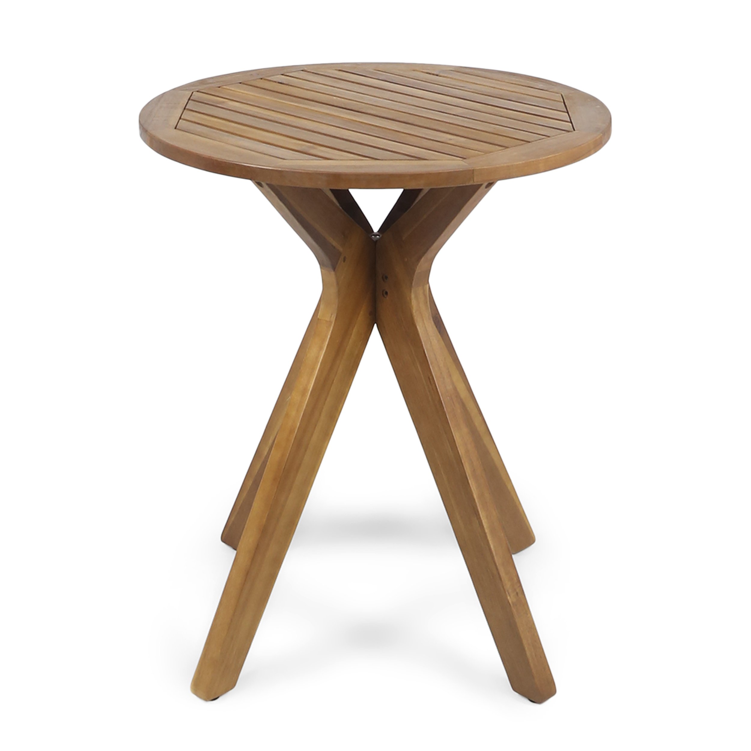 Christopher Knight Home Brigitte Outdoor Round Acacia Wood Bistro Table with X Legs, Teak