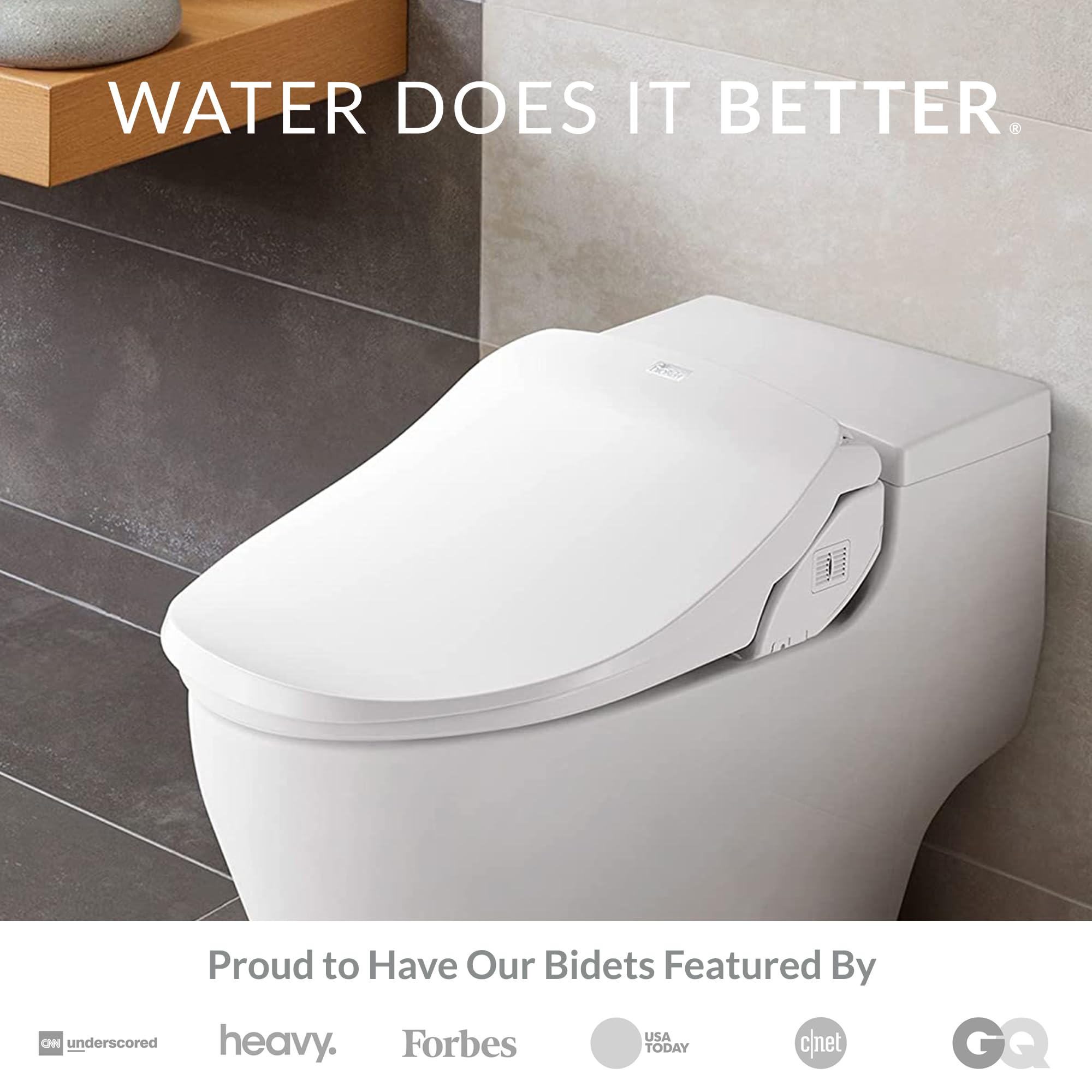 Bio Bidet Slim Two Electric Bidet Toilet Seat Elongated, Warm Water, Heated Seat, Night Light, Front and Rear Wash, Wireless Remote Control, White
