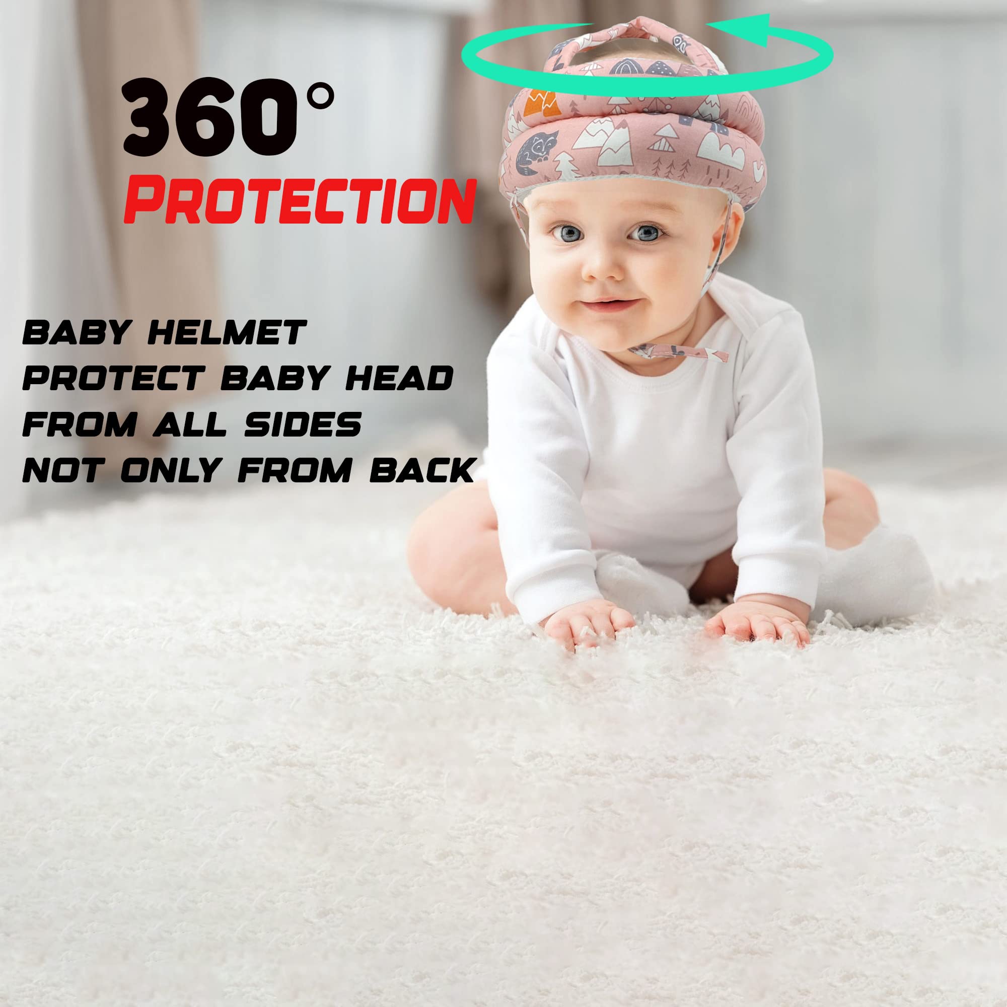 Baby Helmet for Crawling and Walking - Head Protection for Infants 1-2 Years - Infant Head Protector for Safe Crawling and Walking - Baby Helmet Bumper (Pink)