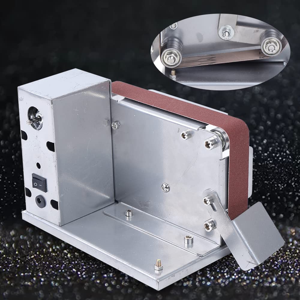 Belt Sanding Grinder Machine 795 Motor Model Mini Belt Sander Knife Sharpener Electric Sanding Belt Machine Mini Belt Sander Polisher 4500~9000rpm for Woodworking, Metal Working, Knife Making