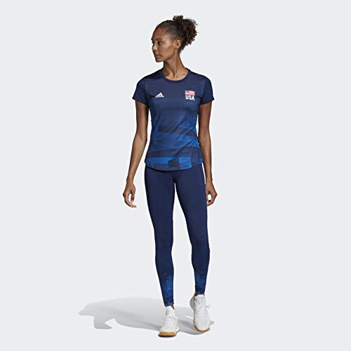 adidas Women's USA Volleyball Primeblue Replica Tee Team Navy Blue/Glory Blue M