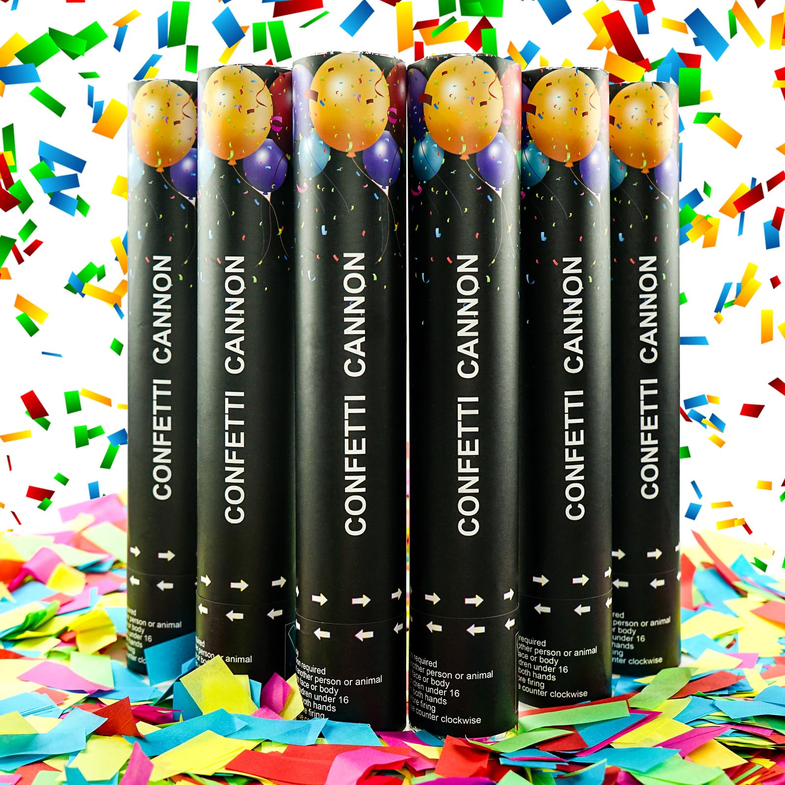 Biodegradable Confetti Cannon 6 Pack - Popper Party 12 Inch Confetti Shooter for Wedding Birthday Graduation Celebration New Year’s Eve Confetti Cannons Launch 20-26 ft