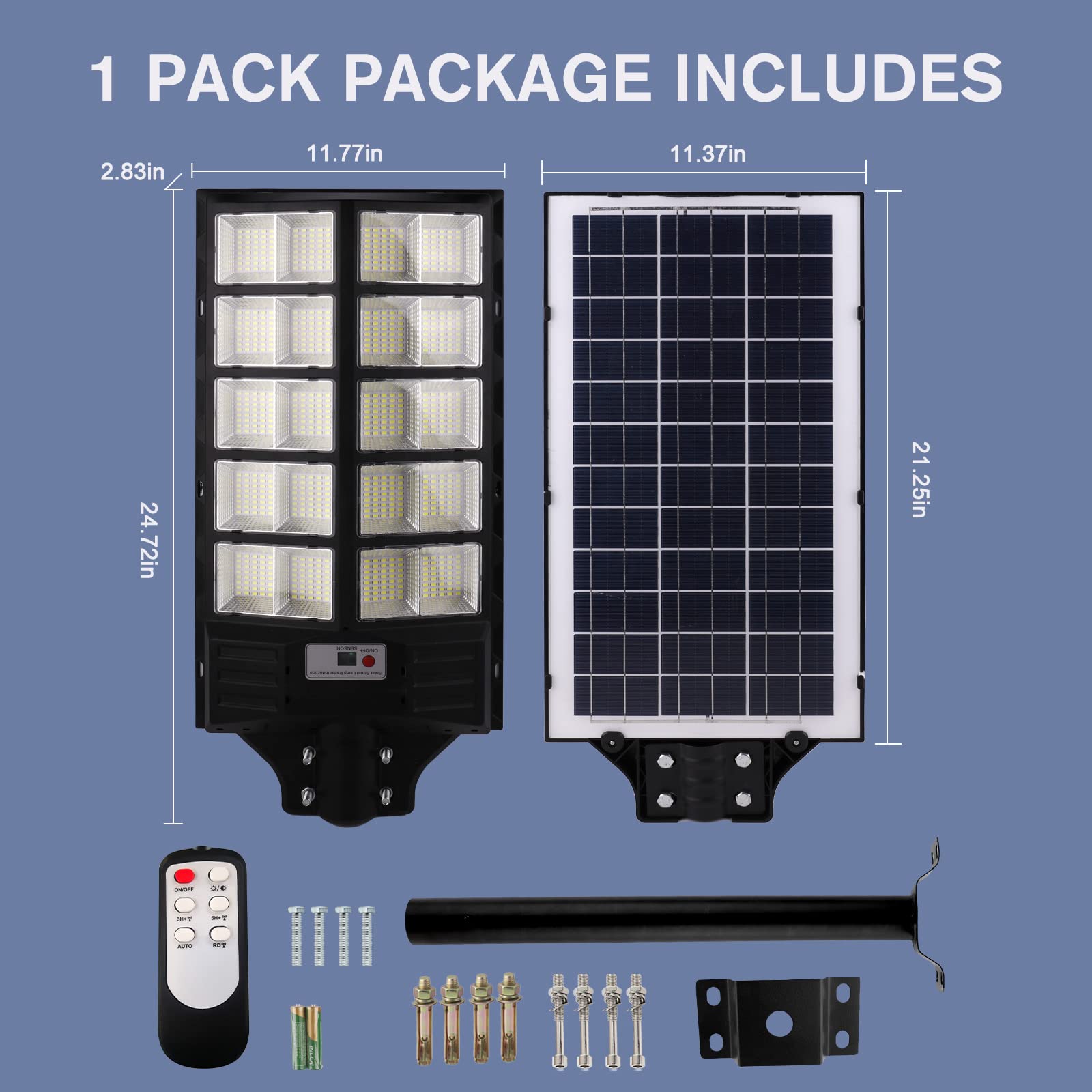 Baiston Solar Street Lights Outdoor: Dusk to Dawn Solar Parking Lot Lights with 3 Modes Motion Sensor Remote Control, 6000K 700 Leds Commercial Solar Lights for Outside, Backyard, Garage, Barn, Garden