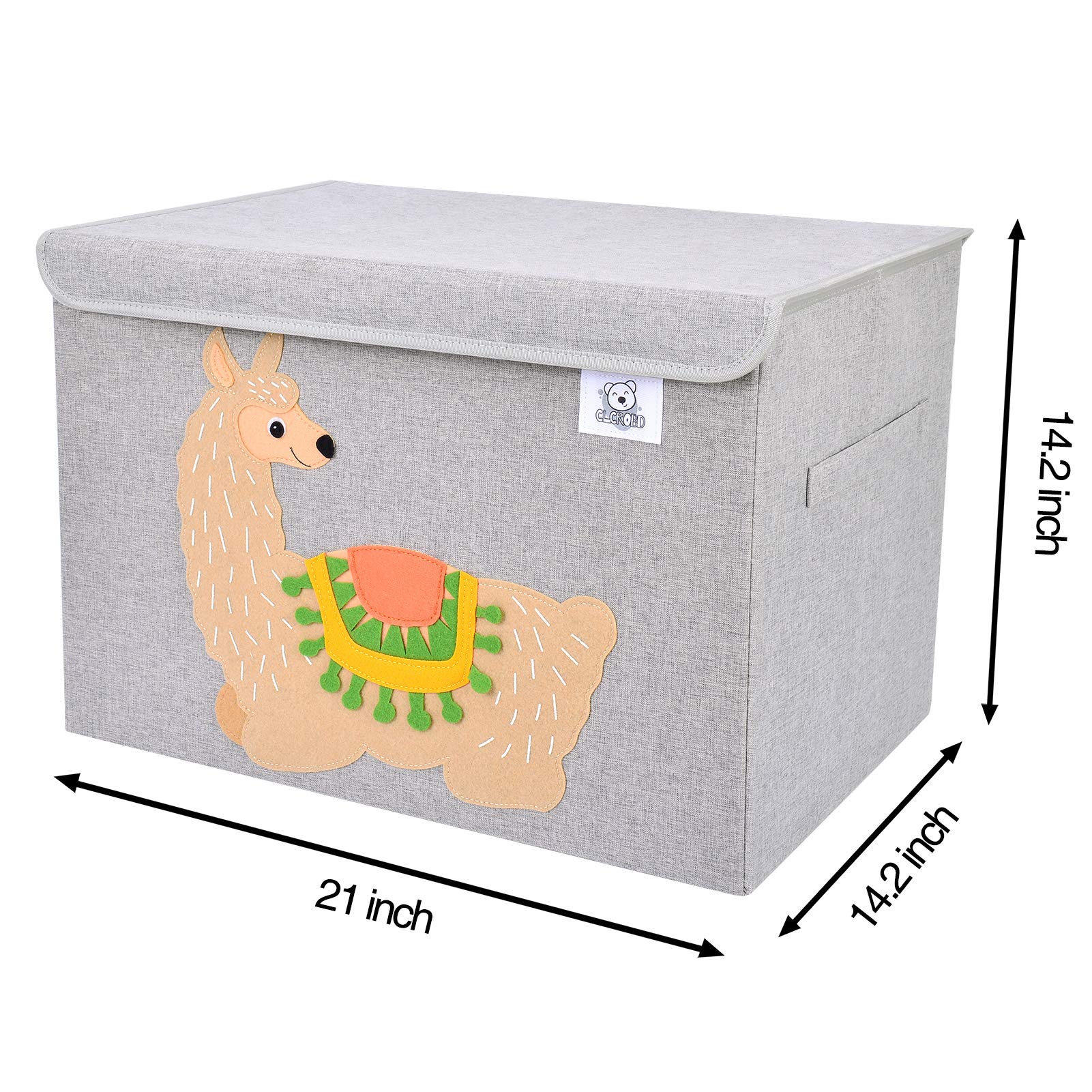 CLCROBD Foldable Large Kids Toy Chest with Flip-Top Lid, Collapsible Fabric Animal Toy Storage Organizer/Bin/Box/Basket/Trunk for Toddler, Children and Baby Nursery (Llama)