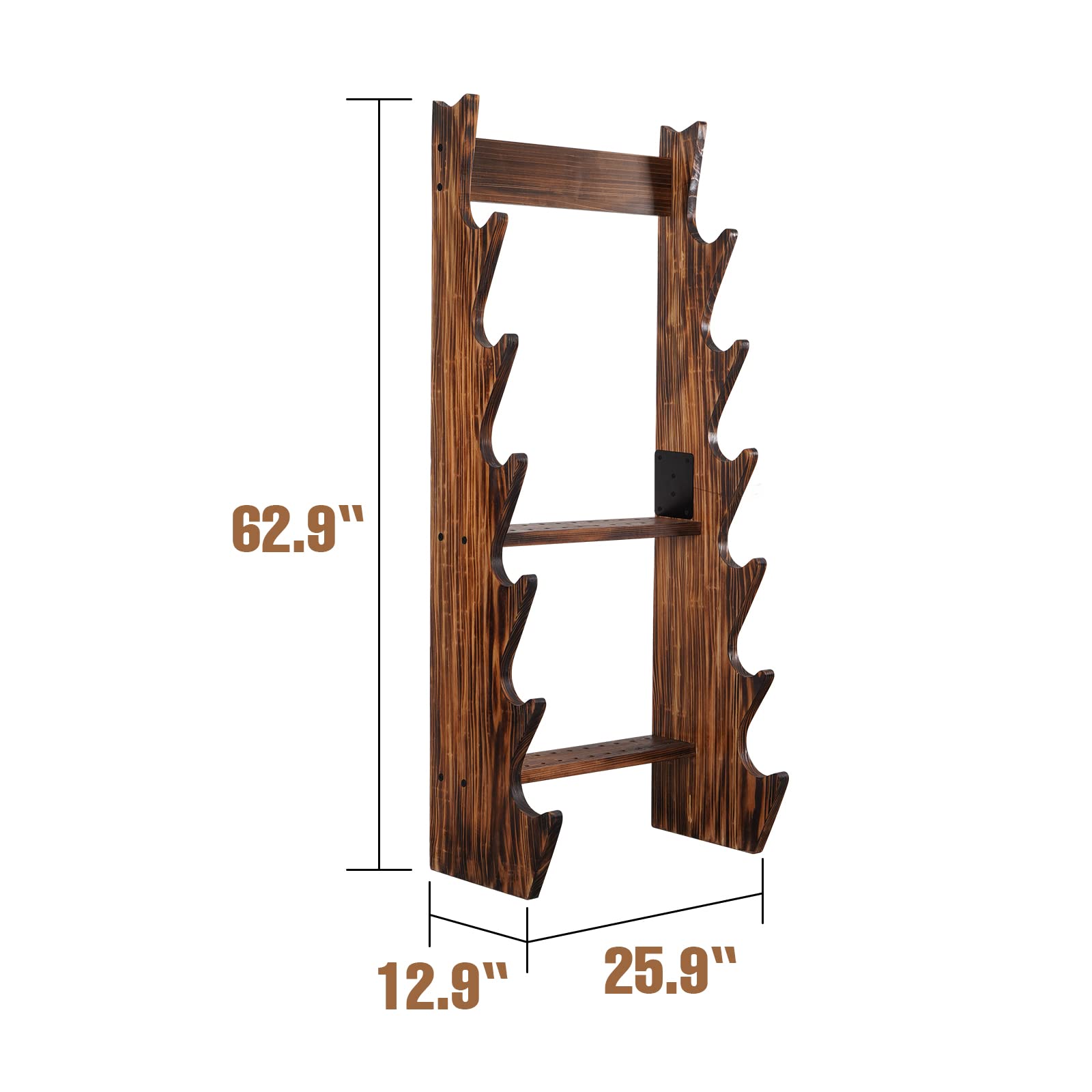 Aimdorarchery Bow Stand Bow Shelf for All Bows Pure Pine Wood Retro Design Best Choice for Bow Wall Decor Sturdy and Stable Bow Stand Can Hold 6 Bows 24 Arrows Storing your equipment conveniently