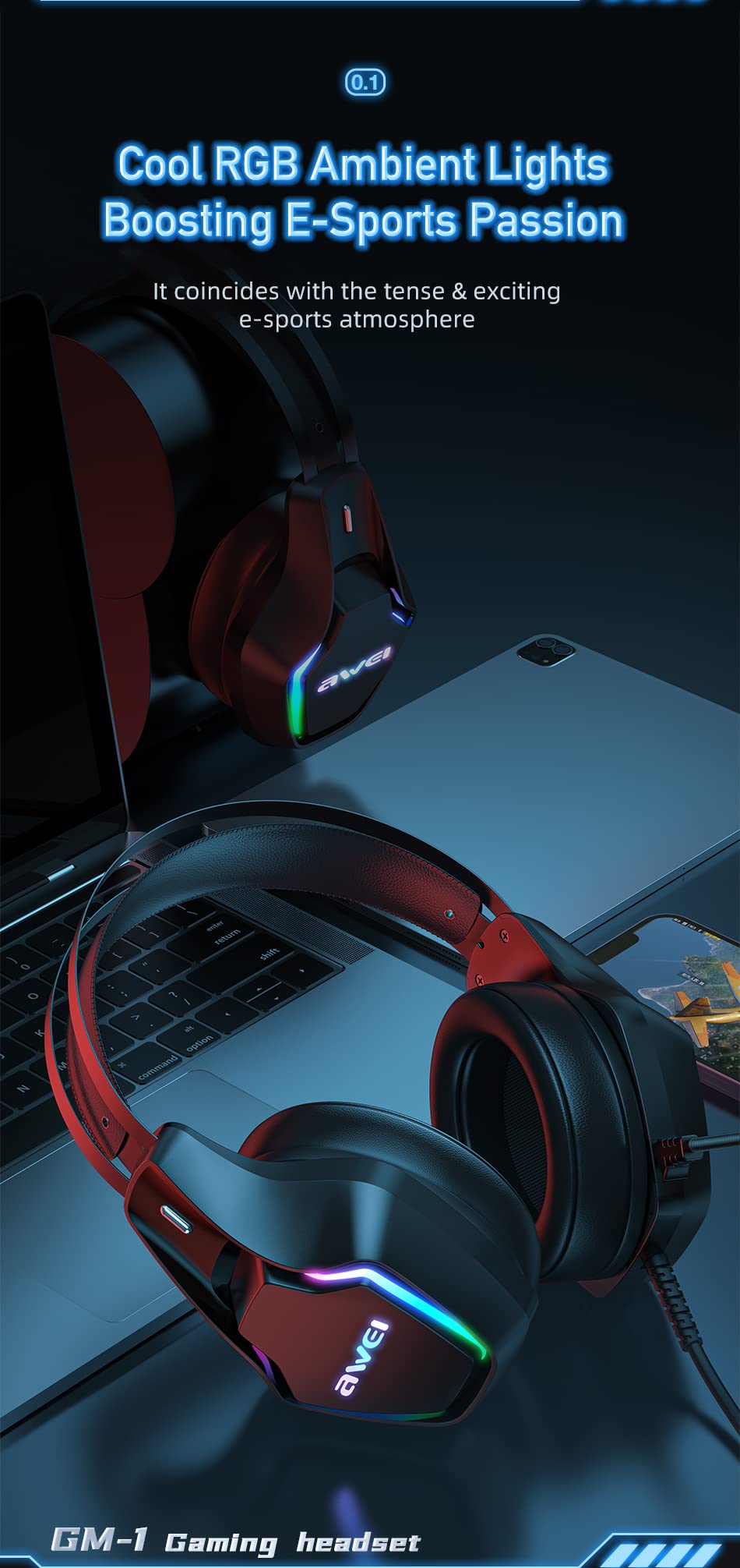 AWEI Headphones for Xbox PS4 PS5 PC and Cell-Phones