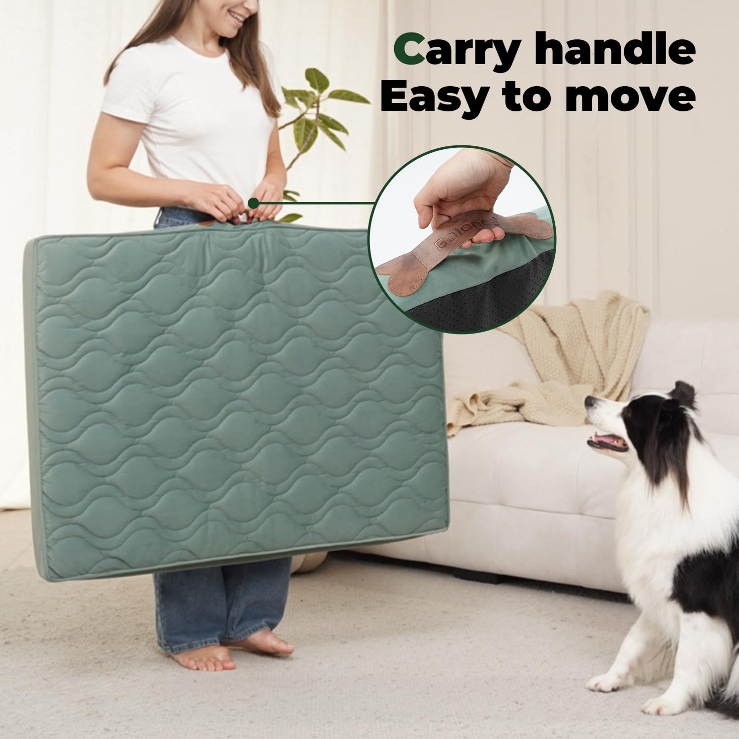 BALANCE Dog Crate Bed,Water-Resistant Orthopedic Dog Beds with Nonskid Bottom, Washable Kennel Bed Dog Mattress