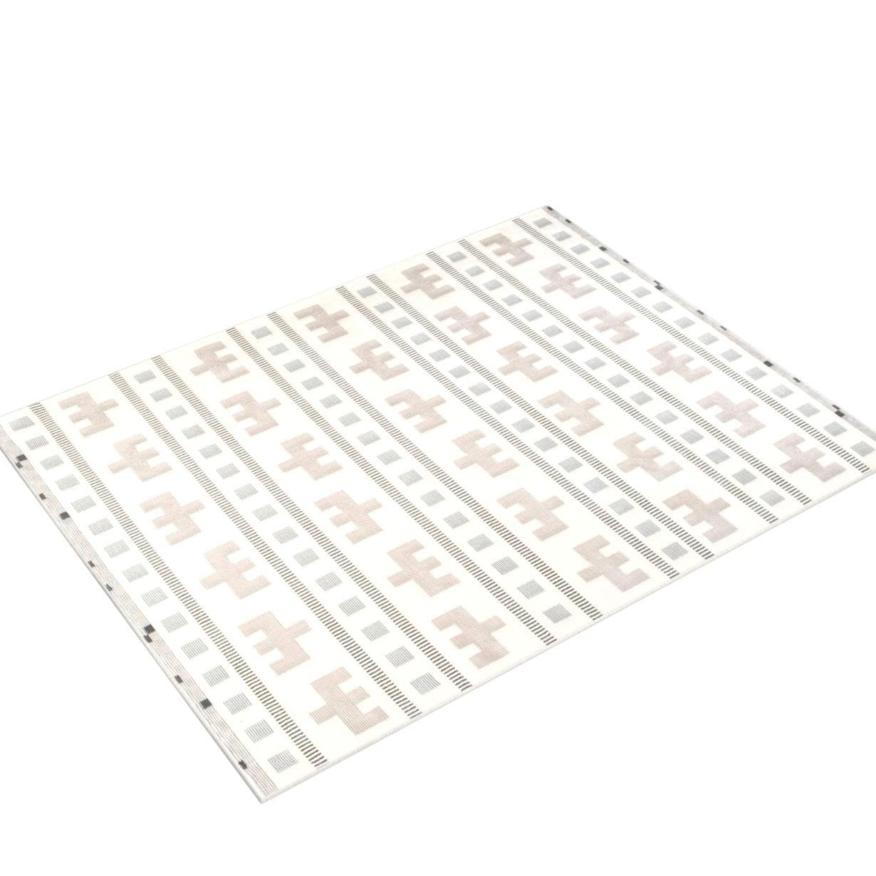 Revival Rugs Comb 8'x10β Washable Area Rug for Living Room Bedroom - 100% Recycled Oeko-TEX Certified, Medium Pile, Beige, Cream, Gray
