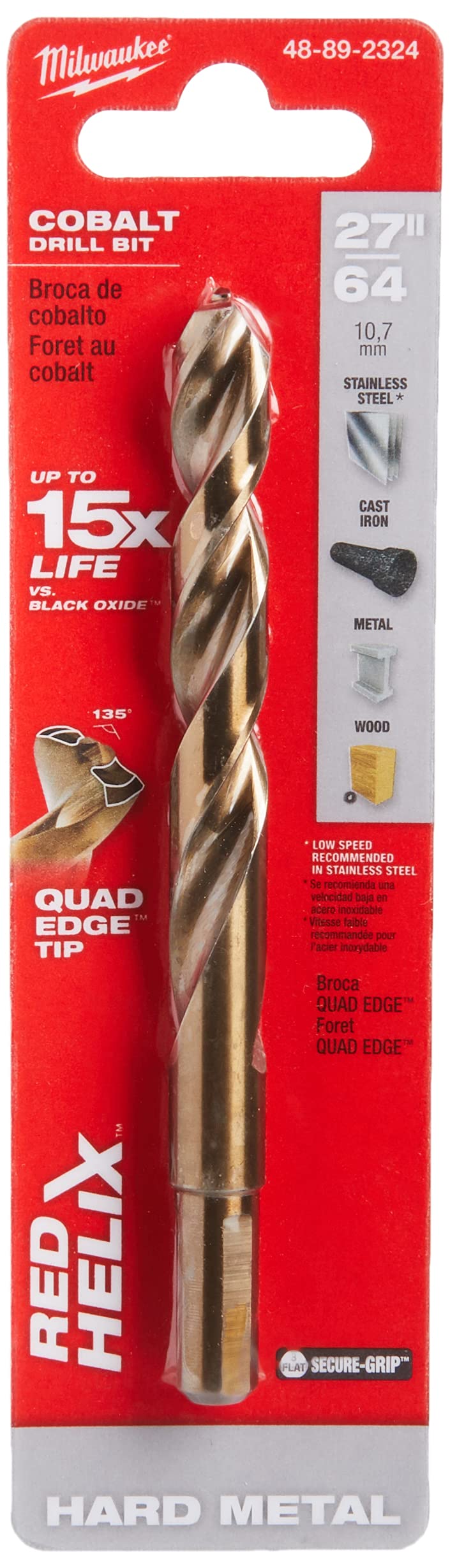 Milwaukee 48-89-2324 Bit Drill Cobalt Rod, 27/64"