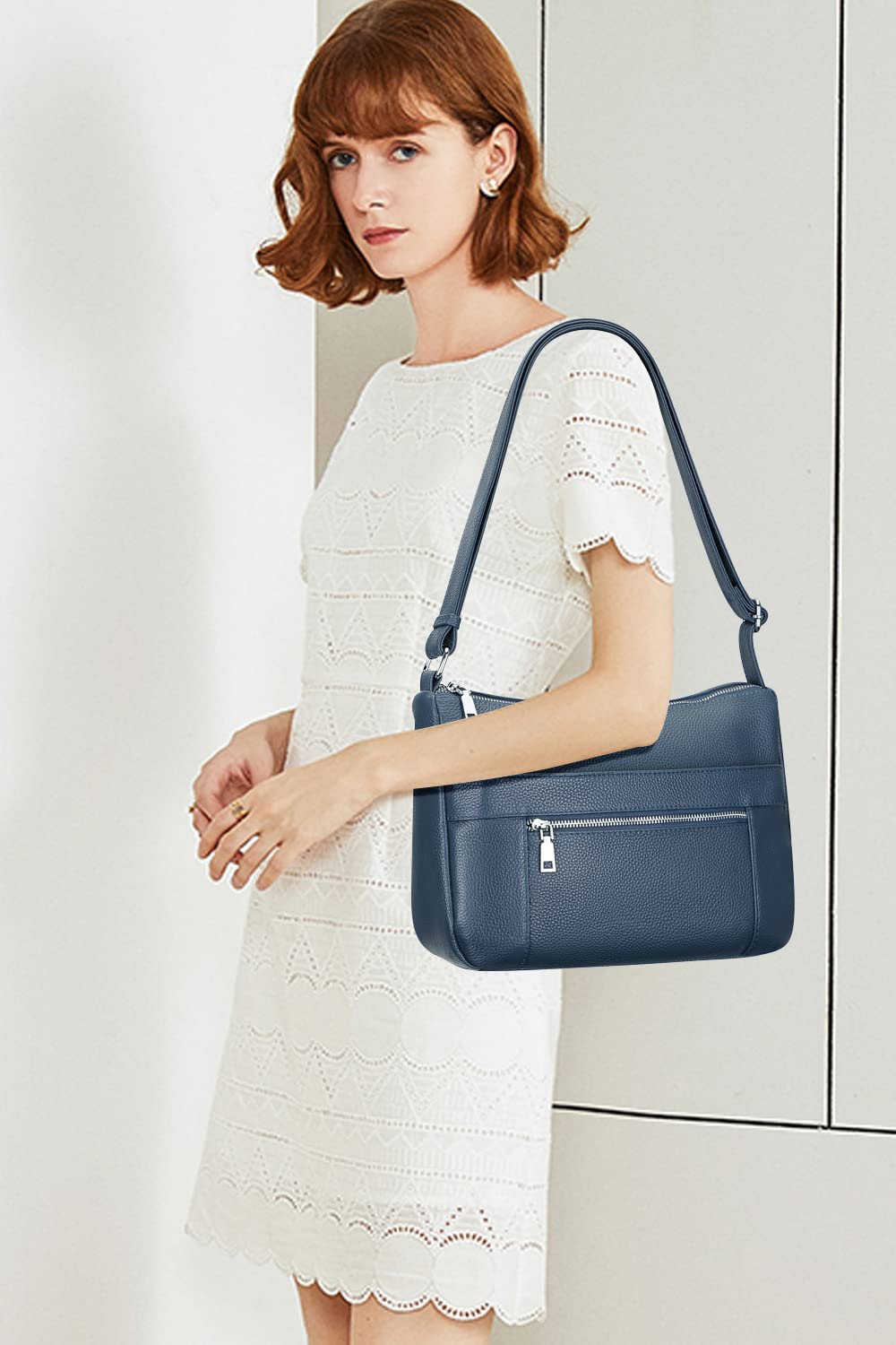 Over Earth Crossbody Bags for Women Genuine Leather Purses and Handbags Ladies Shoulder Bag Message Bag(O155E Indigo Blue)