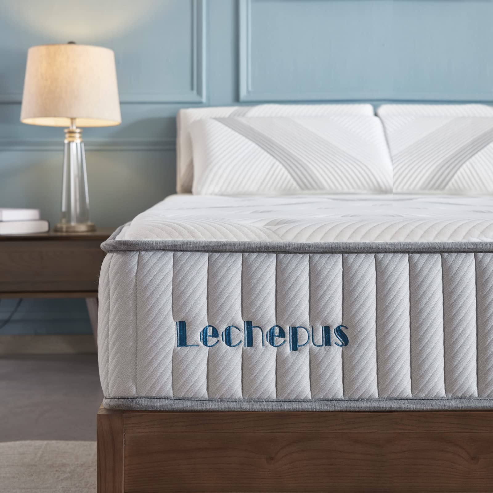 King Mattress,Lechepus 10 Inch Premium Hybrid Foam Mattresses in a Box,Pocket Innersprings with Memory Foam for Motion Isolation,Breathable Soft Cover Mattress Medium Firm,10-Years Support