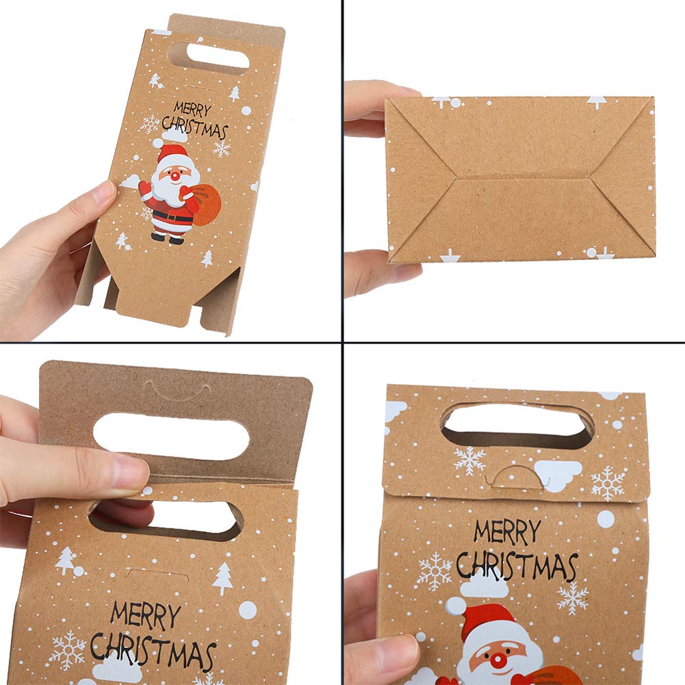 CCINEE Christmas Treat Bags, 24pcs Kraft Paper Gift Bags for Christmas Party Gift Packing Supply