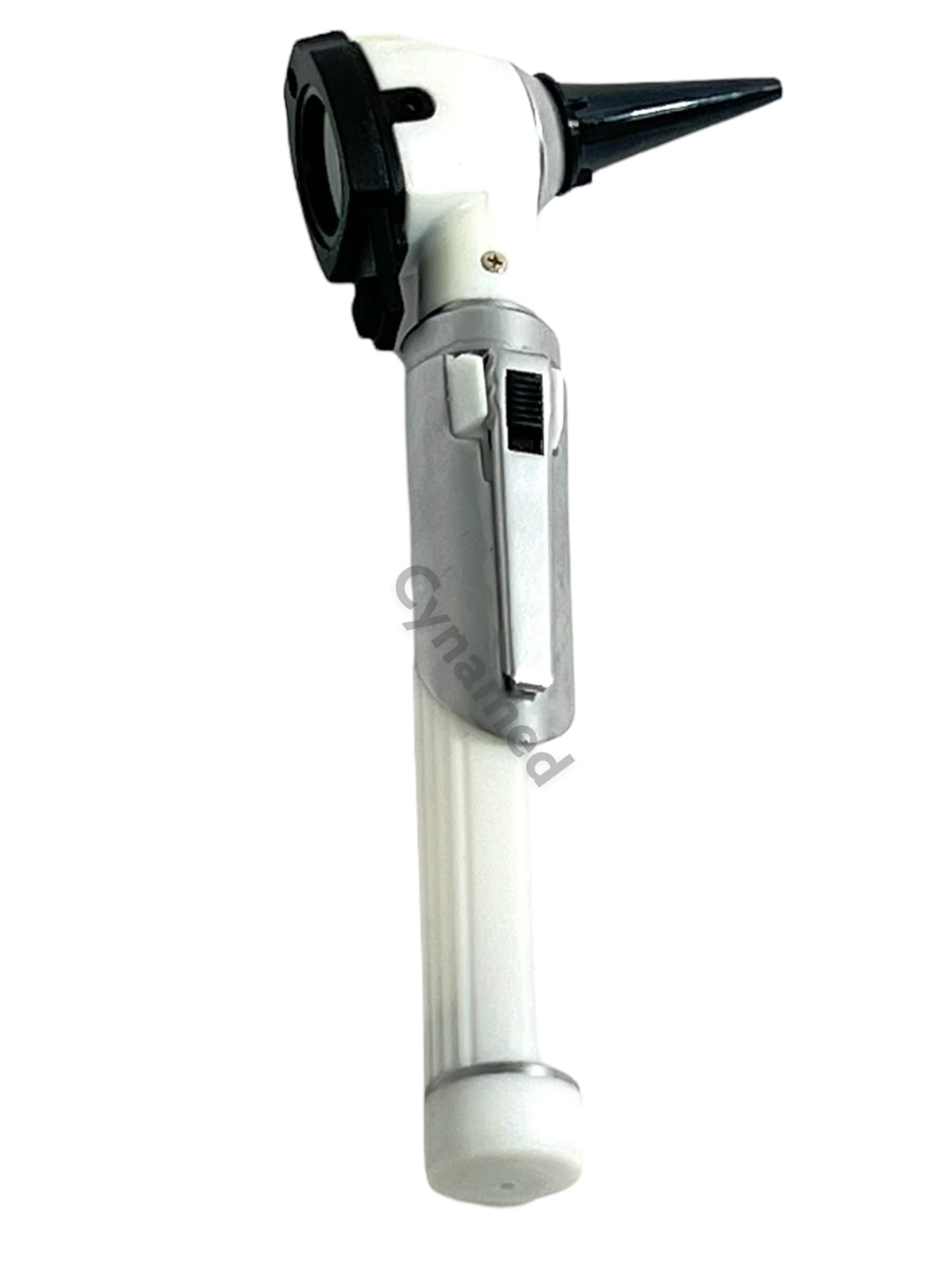Mini Fiber Optic Otoscope White (Pocket Size) Ent Diagnostic Set with 1 Replacement Bulb Cynamed