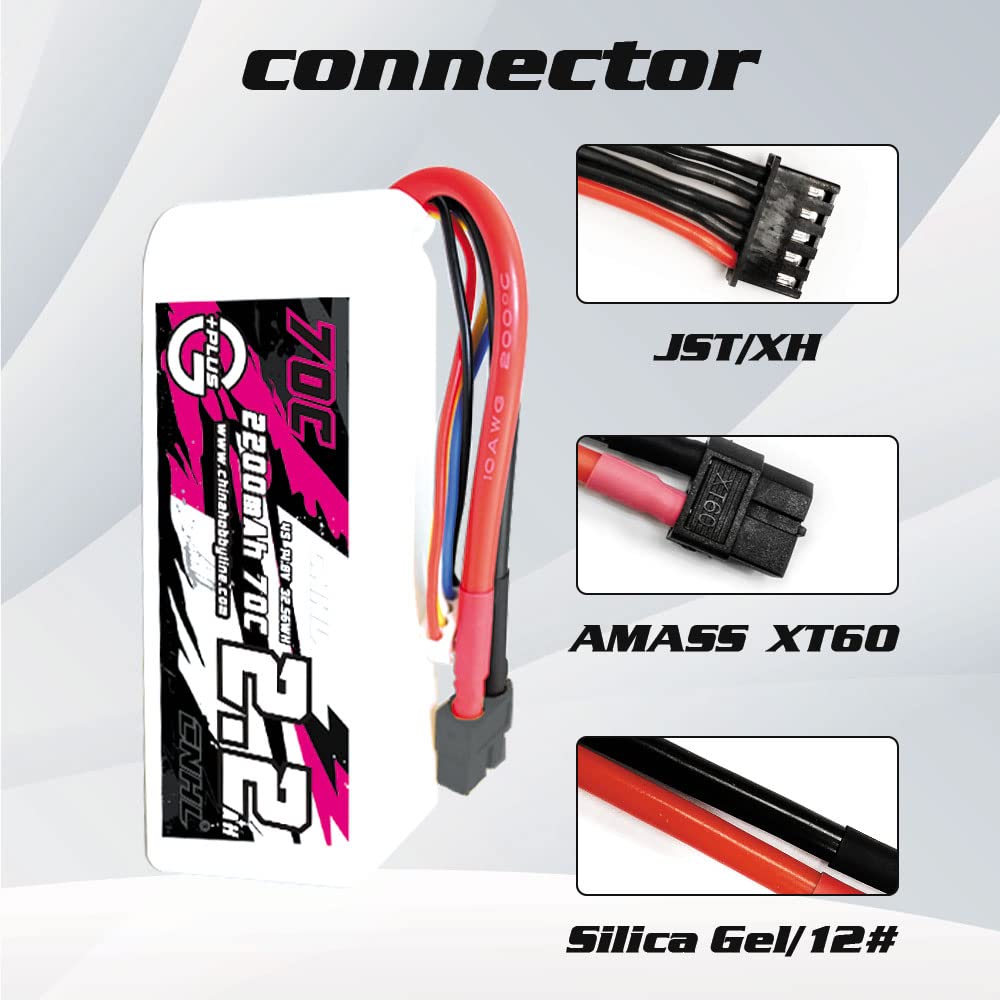 CNHL 4S Lipo Battery 2200mAh 70C 14.8V Soft Case with XT60 Plug for RC Car Airplane Truck Boat Heli Airplane Drone (2 Pack)