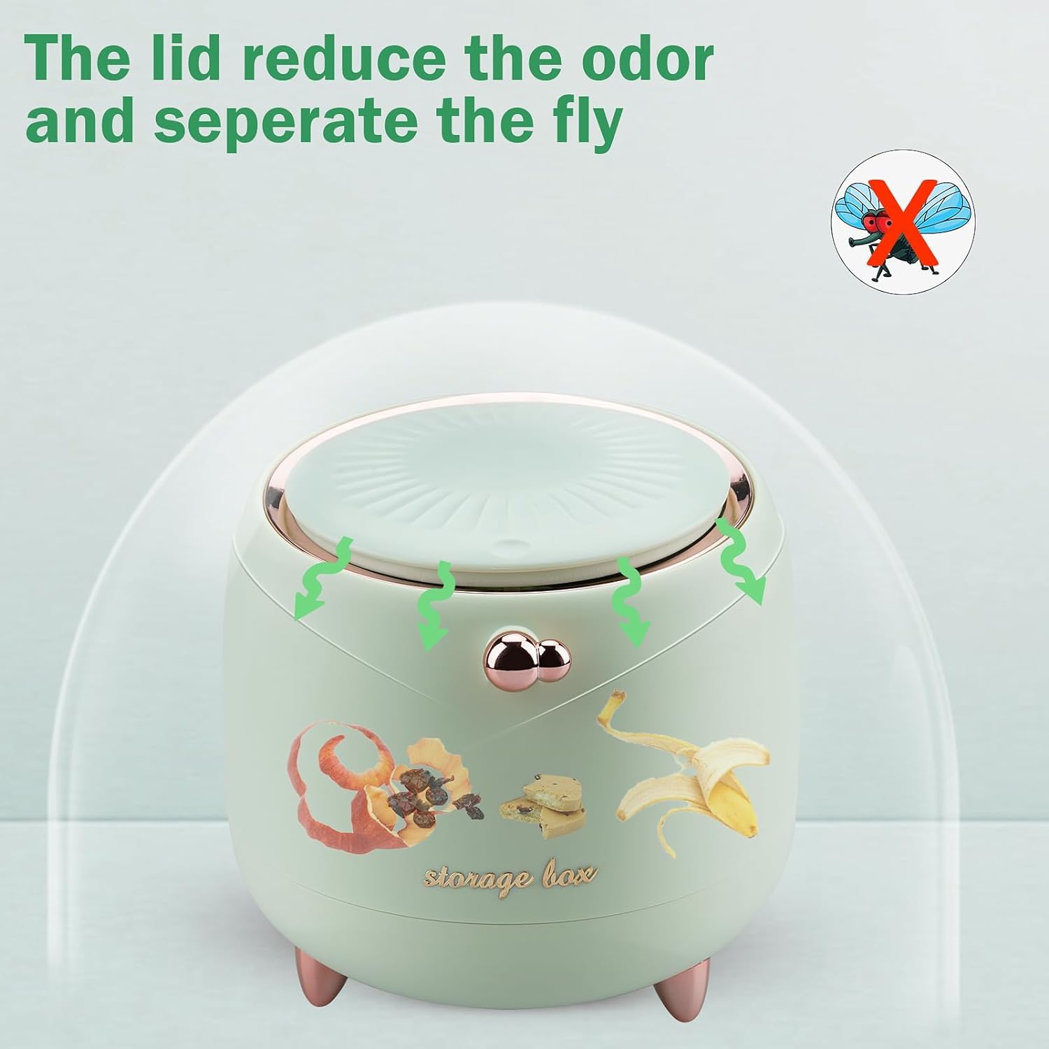 Cute Trash Can with Lid for Desk 0.4Gal/1.4L with Trash Bags180 Pcs Mini Garbage Can Decorative Wastebasket for Counter Top for Office Home (Green)