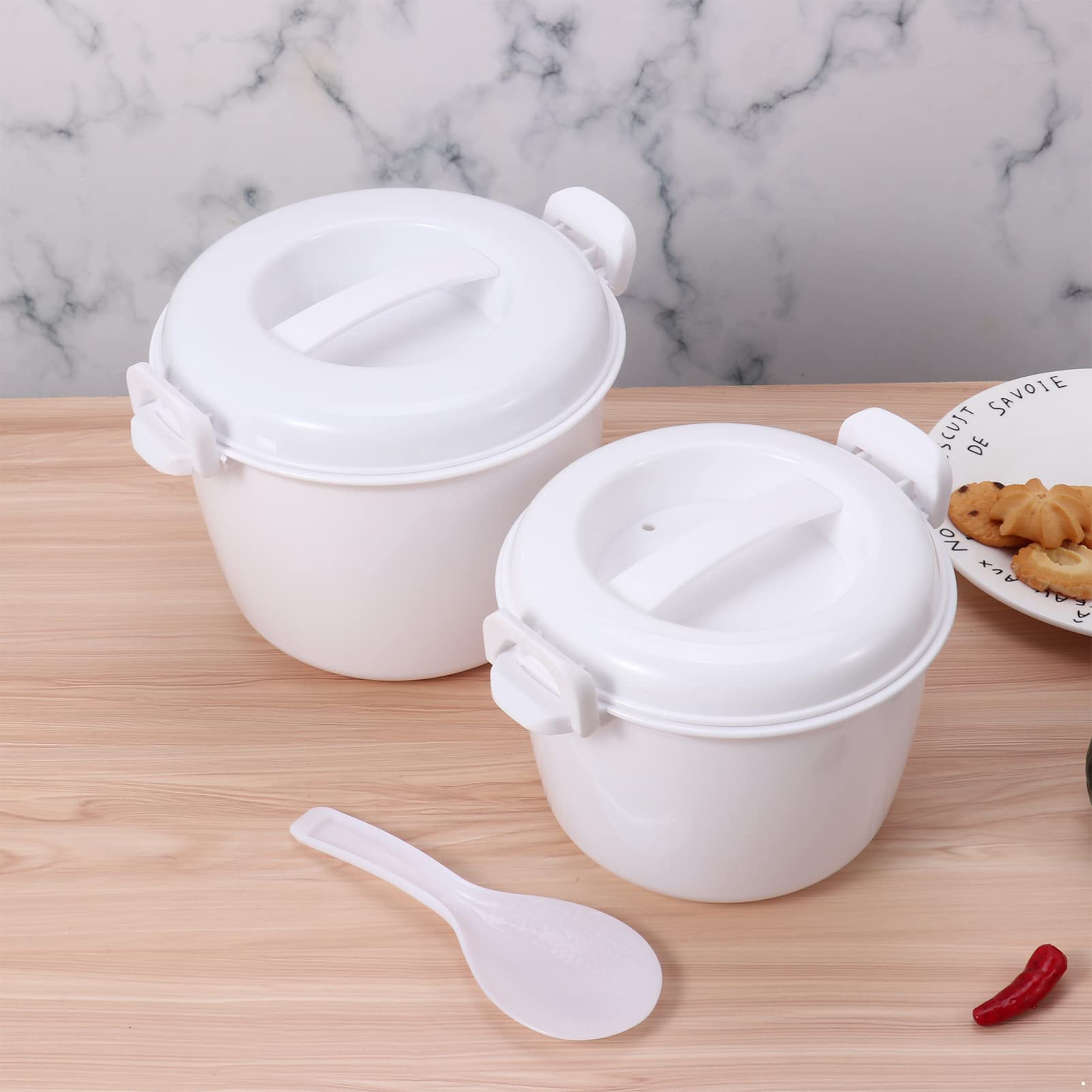 CHICTRY Microwave Rice Cooker Microwave Pressure Steamer Cooker Food Bowl Mug Non Stick Cookware for Ramen Soup Beverages White A Small