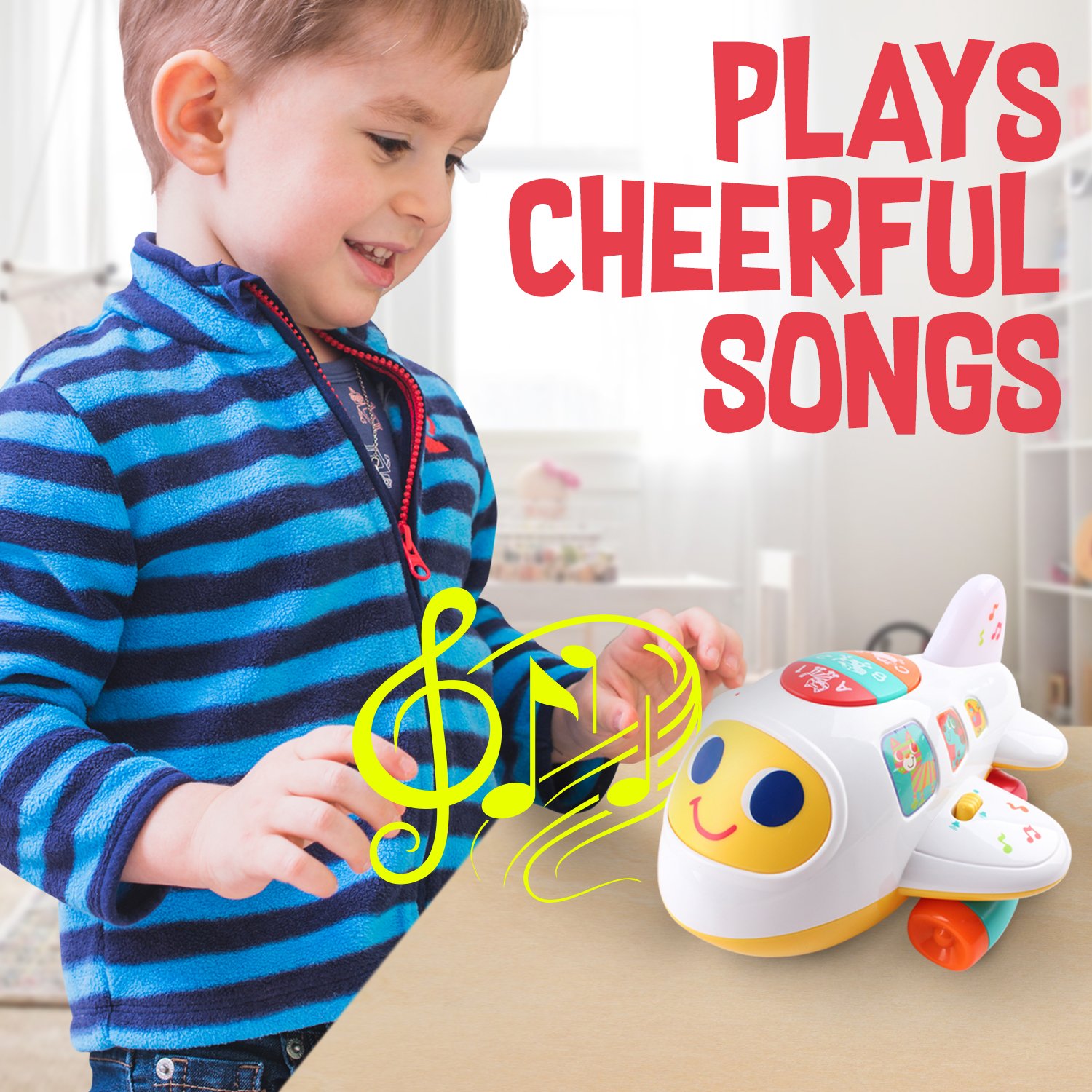 CoolToys My First Plane Airplane Toy for Toddlers and Babies for Learning Letters, Numbers and Colors - Lights Up, Sings, and Moves Around