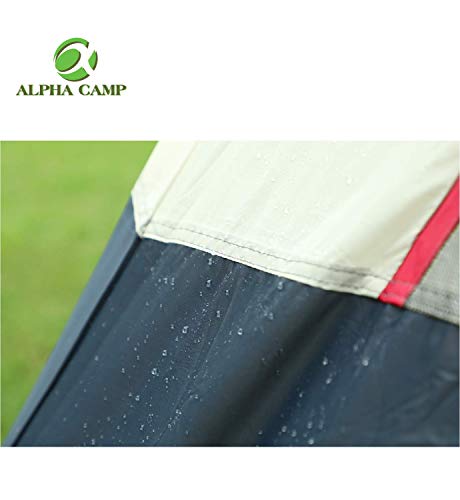 ALPHA CAMP 6 Person Tent Extended Dome Tent for Camping Waterproof with Rainfly and Carry Bag - 12' x 10' (Red)