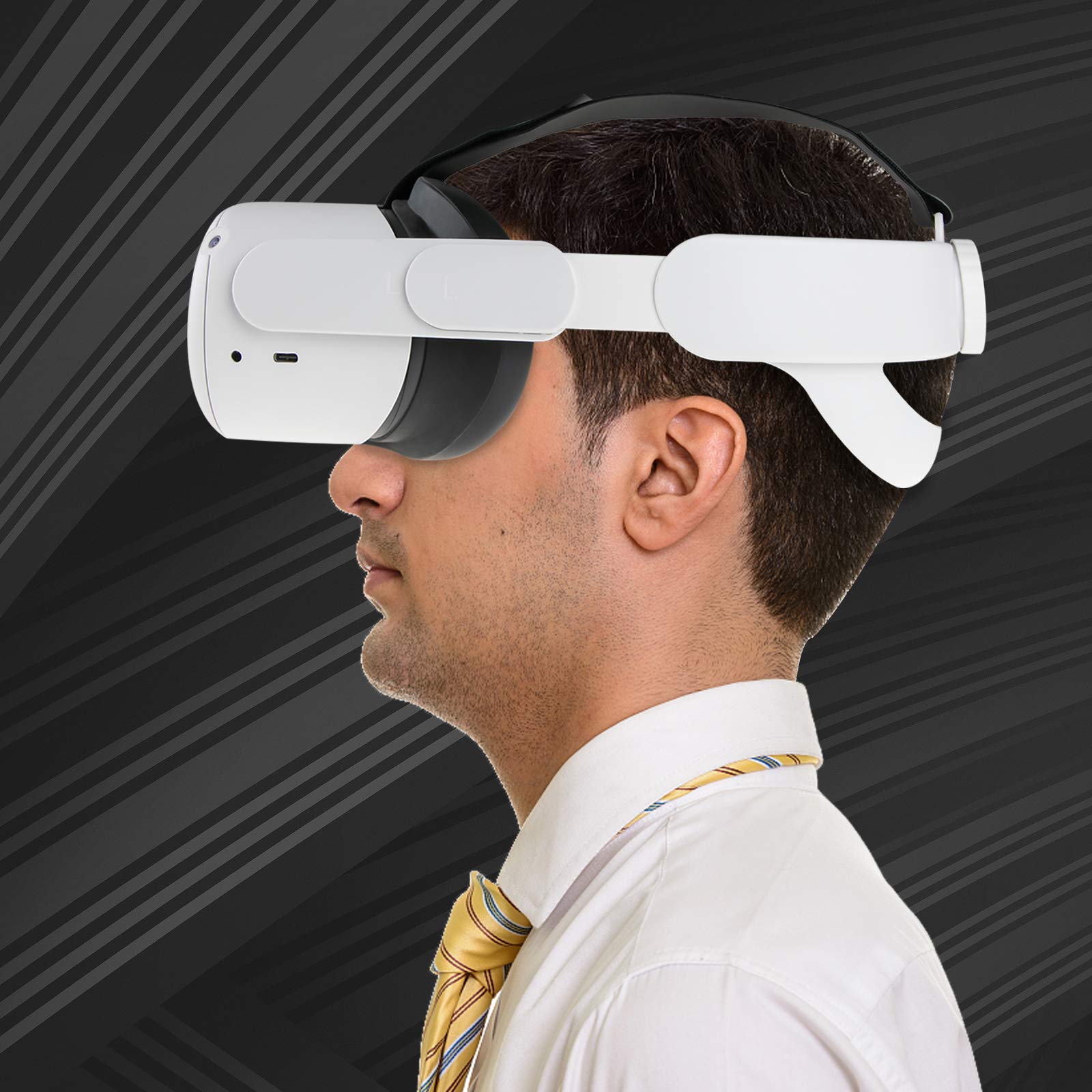 Ermorgen VR Head Strap Compatiable for Quest 2, Replacement for Elite Strap Adjustable Clockwork Knob Design Non-Slip Head Strap with a Head Cushion, Virtual Reality Headset Accessories
