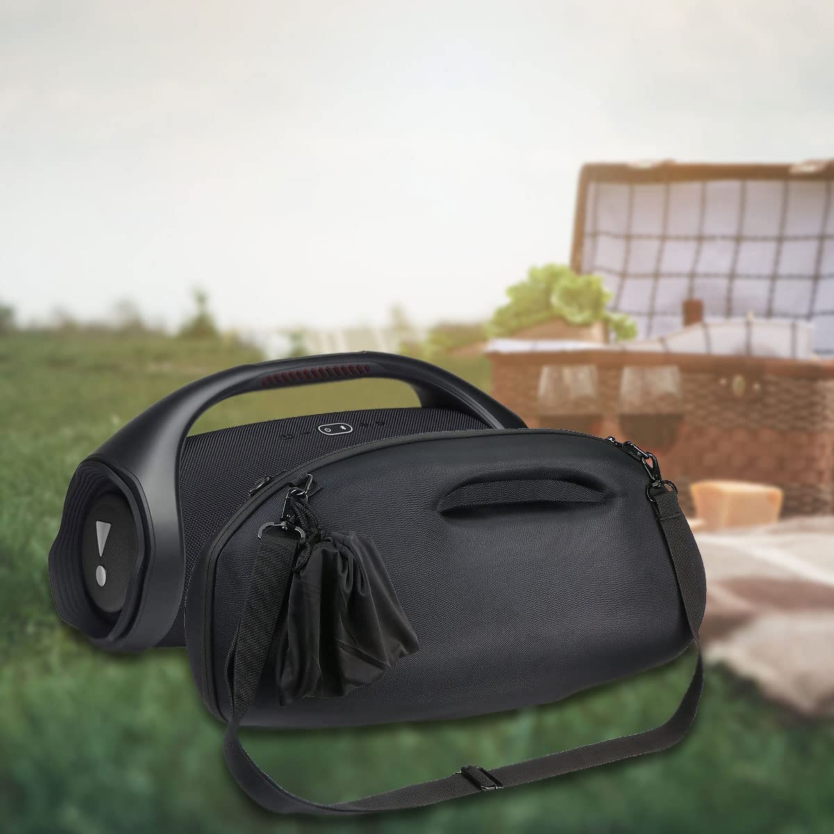 co2CREA Hard Travel case Replacement for JBL Boombox 2 Boombox 3 Waterproof Portable Bluetooth Speaker (All Black Case for Boombox 2 Speaker)