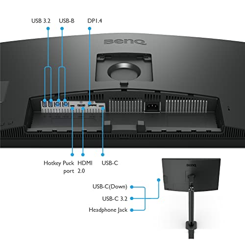 BenQ PD2705UA Ergo Arm Mac-Ready 27" 4K UHD | 99% Rec. 709 & sRGB | IPS | DeltaE ≤3 | ICC Sync | Calibration Report | AQCOLOR | Uniformity | HotKey Puck | DisplayPort | USB-C (65W) | USB Hub