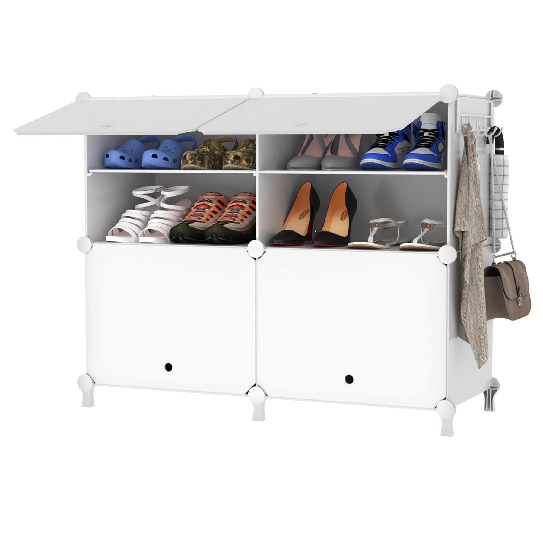 AWTATOS Shoe Rack, 4 Tier Shoe Storage Cabinet with Door, 16 Pair Shoe Organizer Shelves for Closet Hallway Bedroom Entryway, White