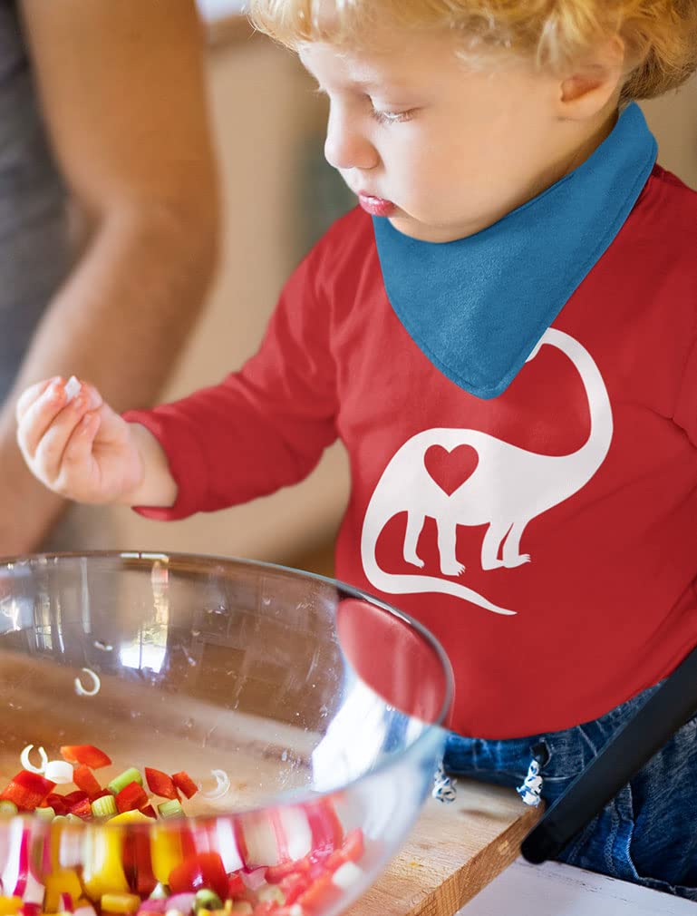 Tstars Dinosaur Heart Boys Valentines Day Shirt Toddler Kids Long Sleeve Shirts 3T Red