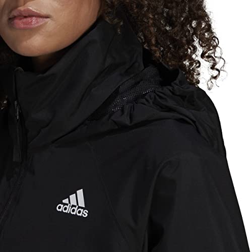 adidas Women's Plus Size BSC 3-Stripes Rain.rdy Jacket, Black, 4X